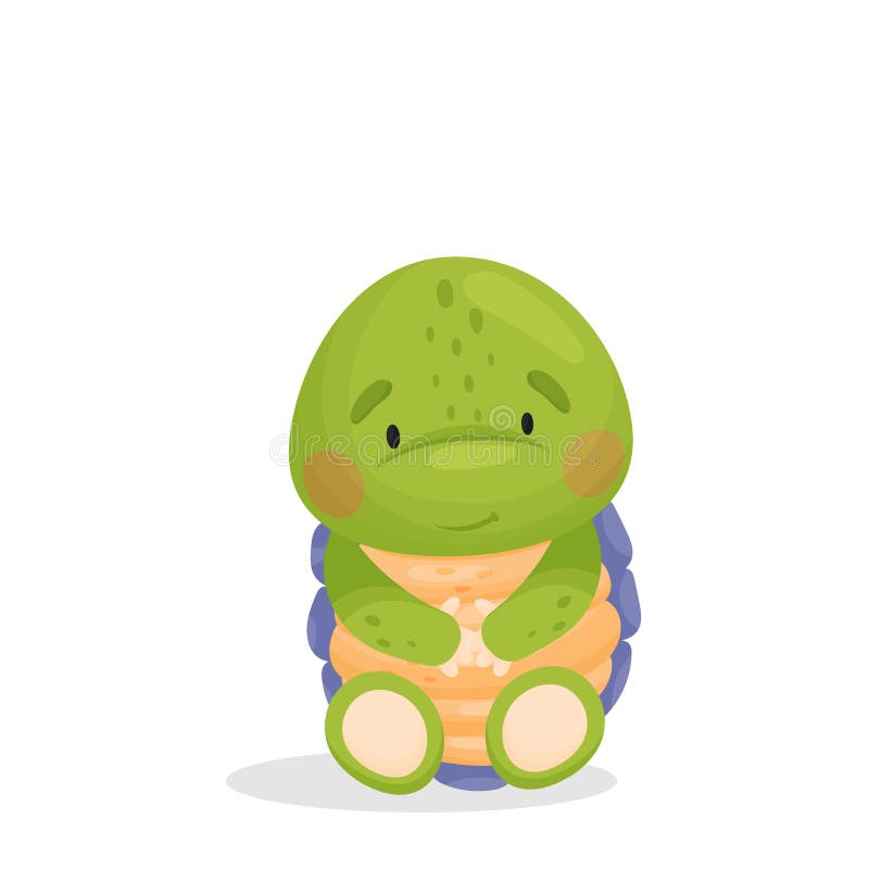 Cute Cartoon Character. a Green Turtle with a Purple Shell and a Yellow ...
