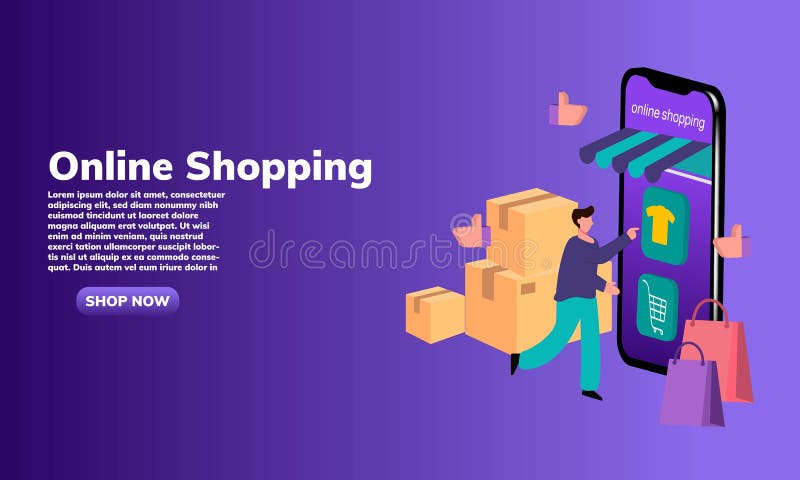 Online Shopping Concept Mobile Shopping Landing Page Template of Online ...