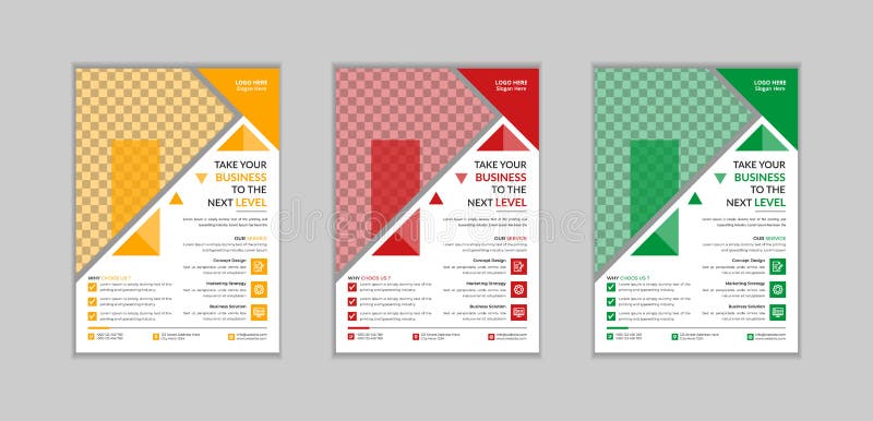 Corporate Business Flyer Design Template with 3 Various Options. Vector ...