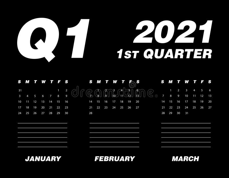 First Quarter of Calendar 2021 Stock Vector - Illustration of simple ...