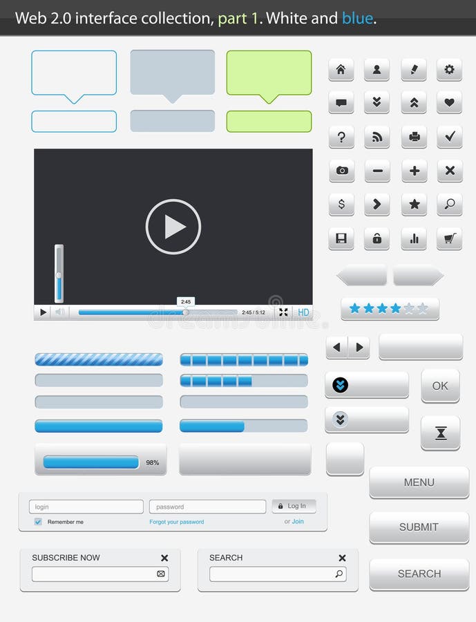 Web 2.0 interface part1 stock vector. Illustration of bright - 18251545