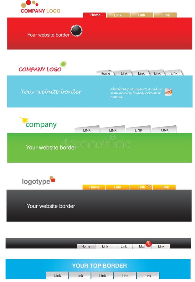 Set of Website Navigation Bars Stock Illustration - Illustration of ...