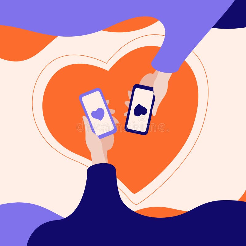 Abstract Dating with Smartphones Concept. Stock Vector - Illustration ...