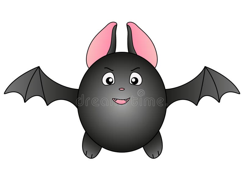 Bat in Flight - Vector Full Color Illustration. a Cute Fat Bat with an ...