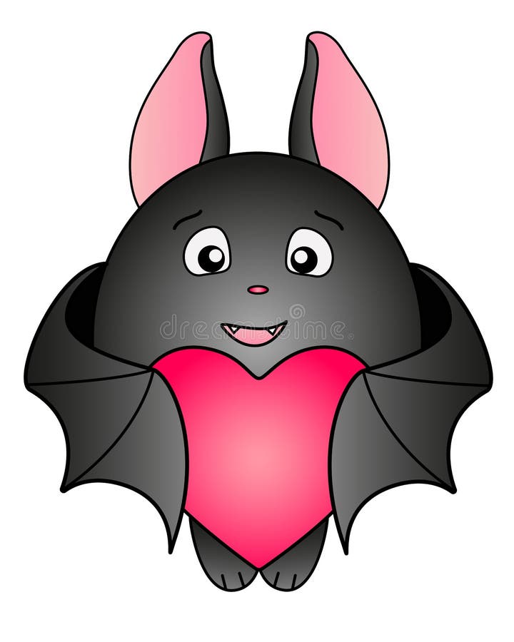 Heart - Valentine with Cute Kawaii Face and Angel Wings - Vector Linear ...