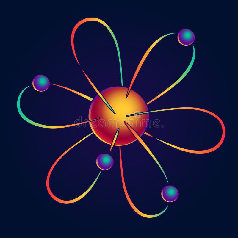 Atom: Nucleus and Electrons in Orbital, Vector Illustration Stock ...