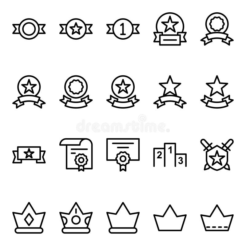 Outline Icons for Awards Prize. Stock Vector - Illustration of simple ...