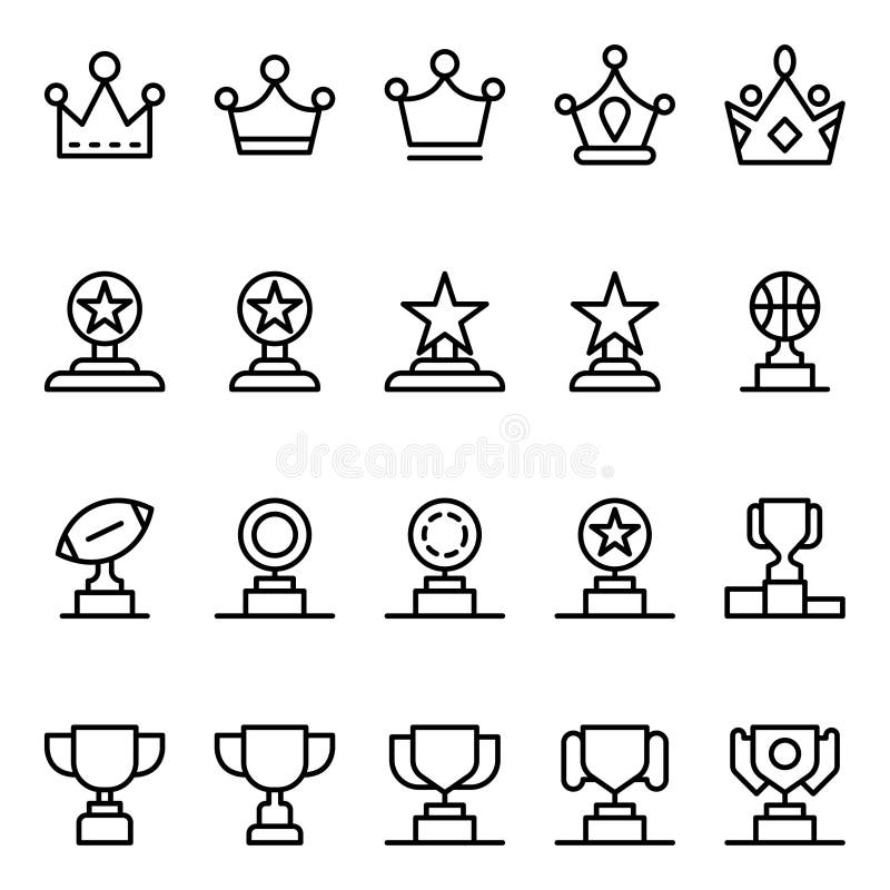 Outline Icons for Awards Prize. Stock Vector - Illustration of star ...