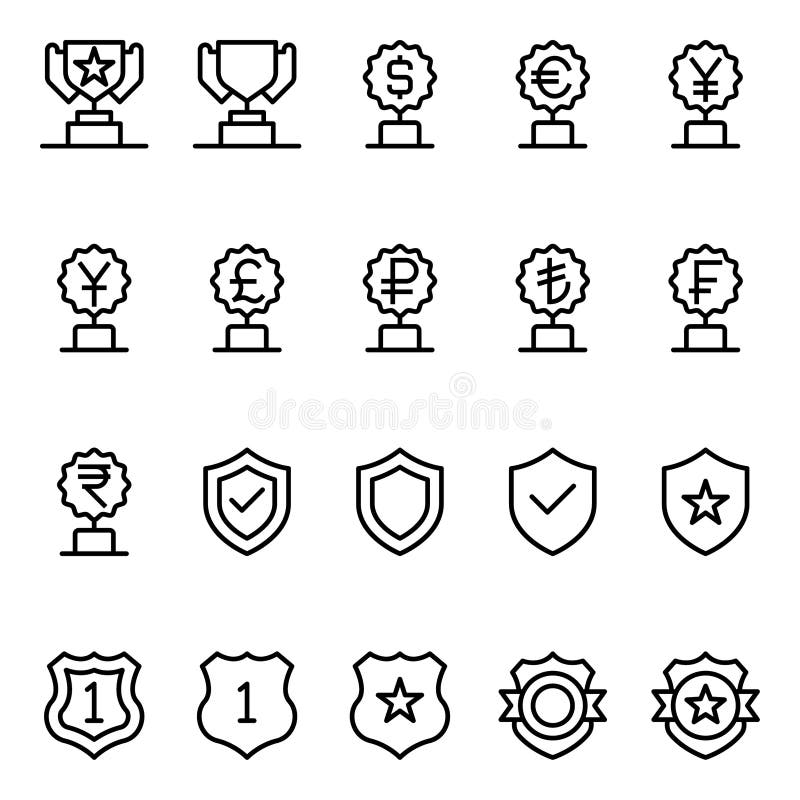 Outline Icons for Awards Prize. Stock Vector - Illustration of label ...