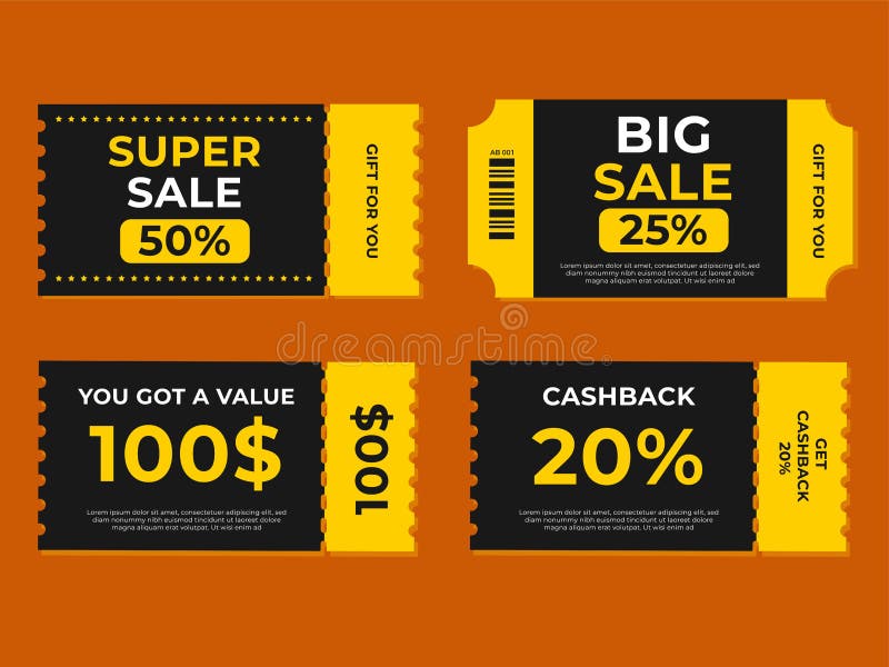 Set of Coupon Promotion Sale for Website, Internet Ads, Social Media or ...