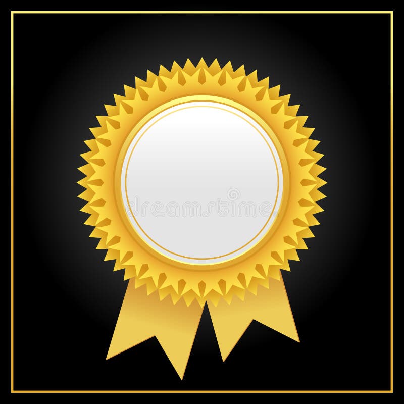 Golden Award Rosette with Luxury Frame. Stock Vector - Illustration of ...