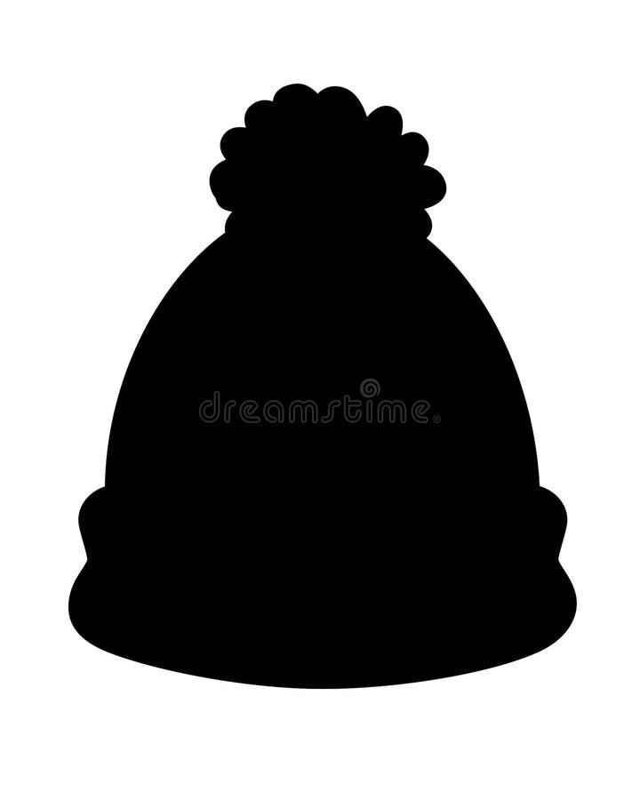 Winter Hat Black Vector Silhouette for Pictogram or Logo. Knitted Hat ...
