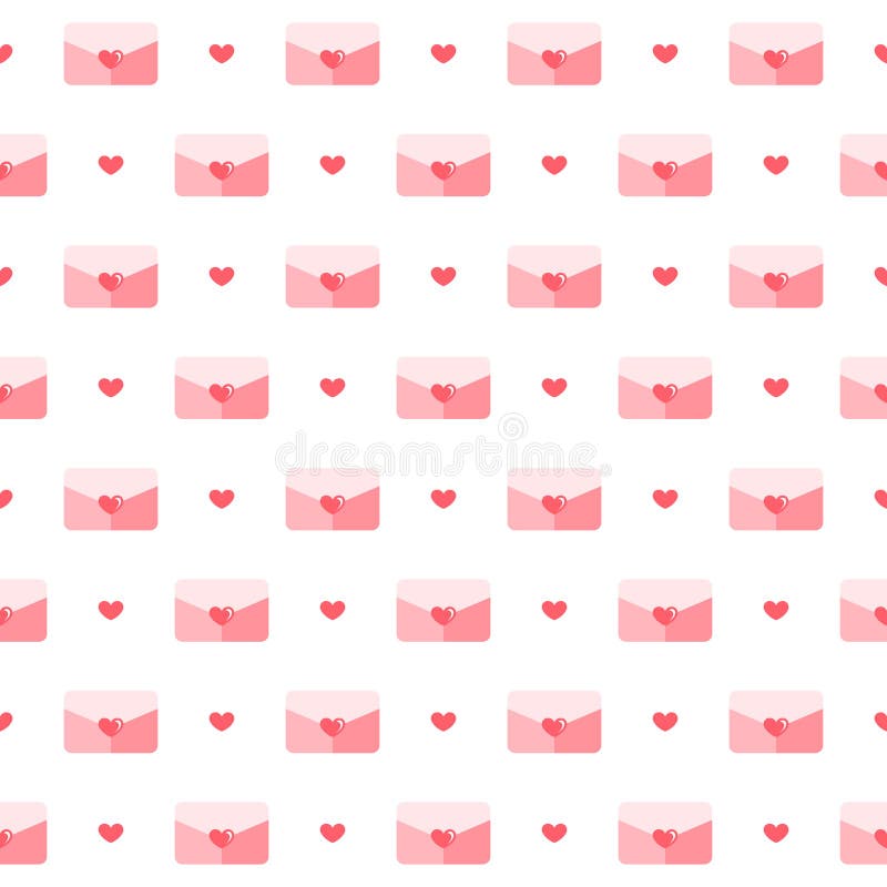 Pink and Red Love Letter, Mail and Hearts Seamless Pattern. Stock ...