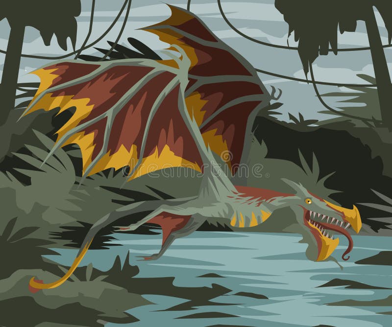 Kongamato African Mythology Flying Winged Beast Stock Vector ...