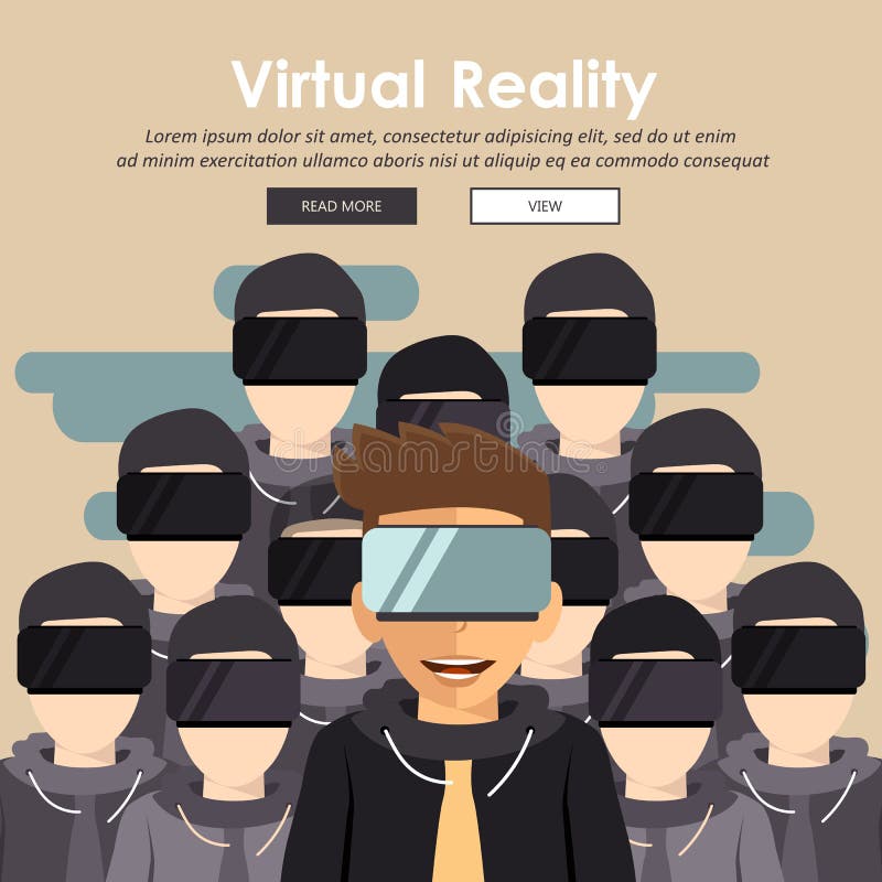 Virtual Reality Generation. Flat Vector Illustration Stock Vector ...