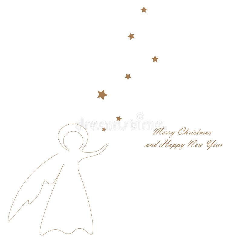 Christmas Card with Angel and Stars. Vector Stock Vector - Illustration ...
