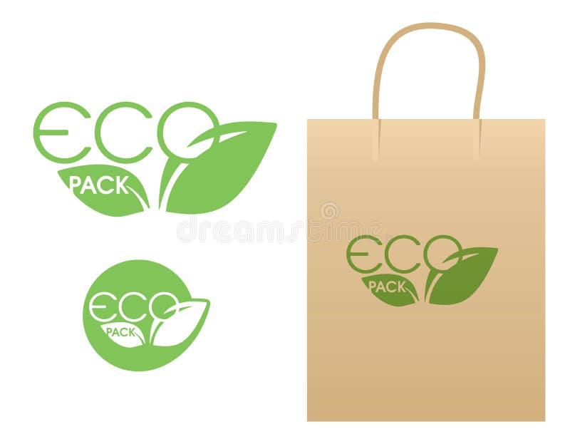 Eco Pack Logo for Shopping Cardboard Container Stock Vector ...