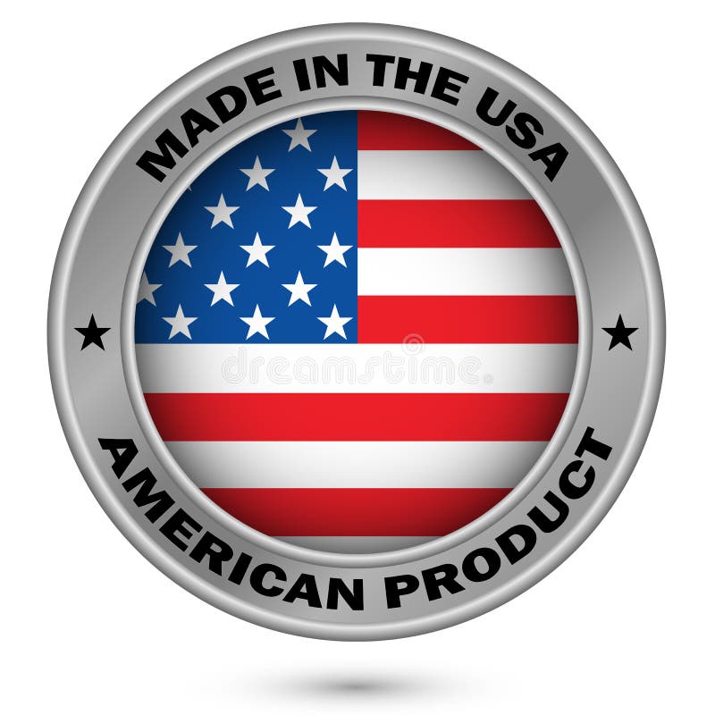 Made in the USA American Product Silver Batch with the Flag Stock ...