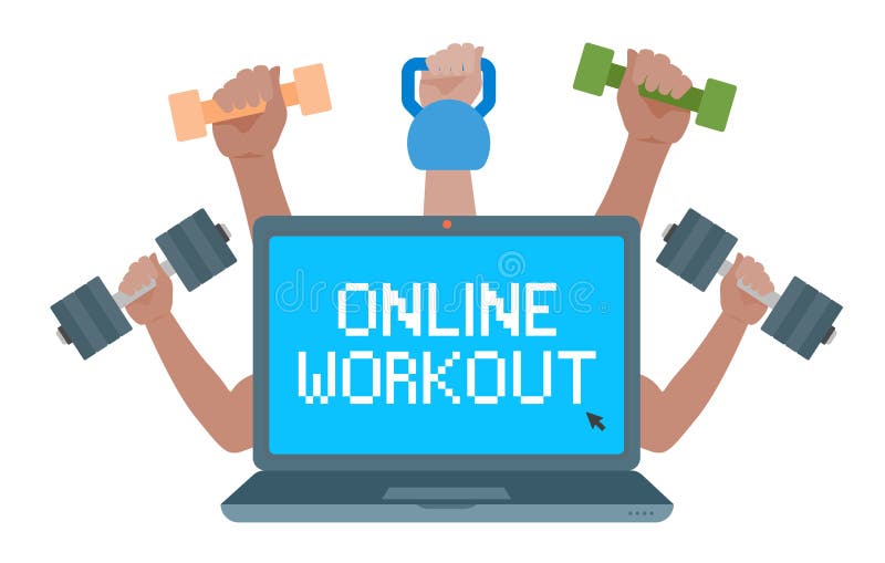 WebOnline Workout Class with Laptop Screen. Stock Vector - Illustration ...