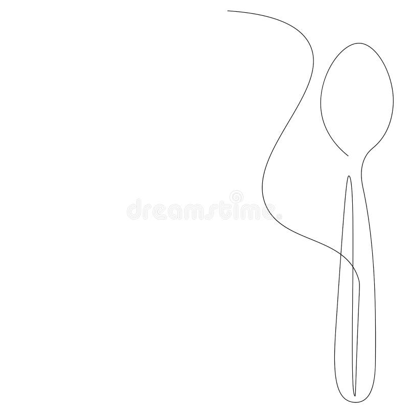 Spoon line drawing. Vector stock illustration. Illustration of utensil ...