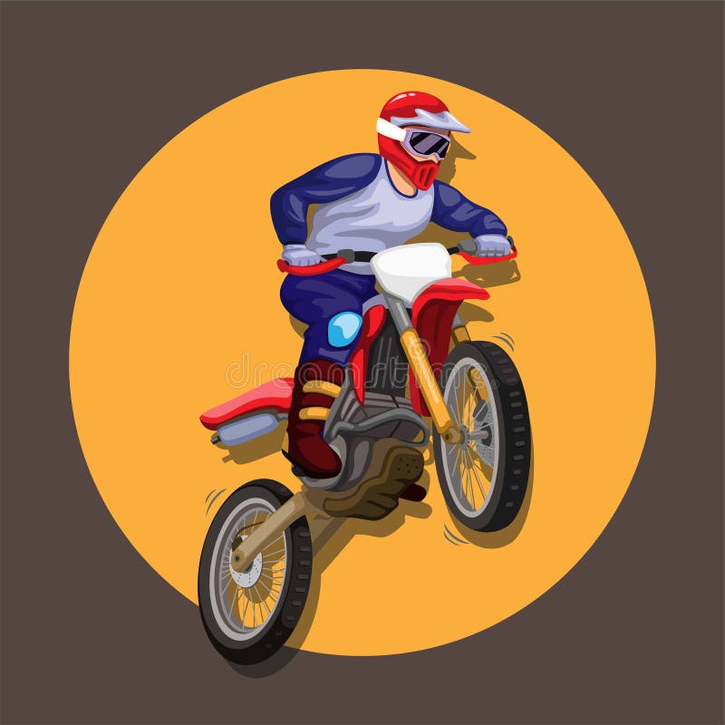 Motocross Rider Freestyle Action Character Mascot in Cartoon ...
