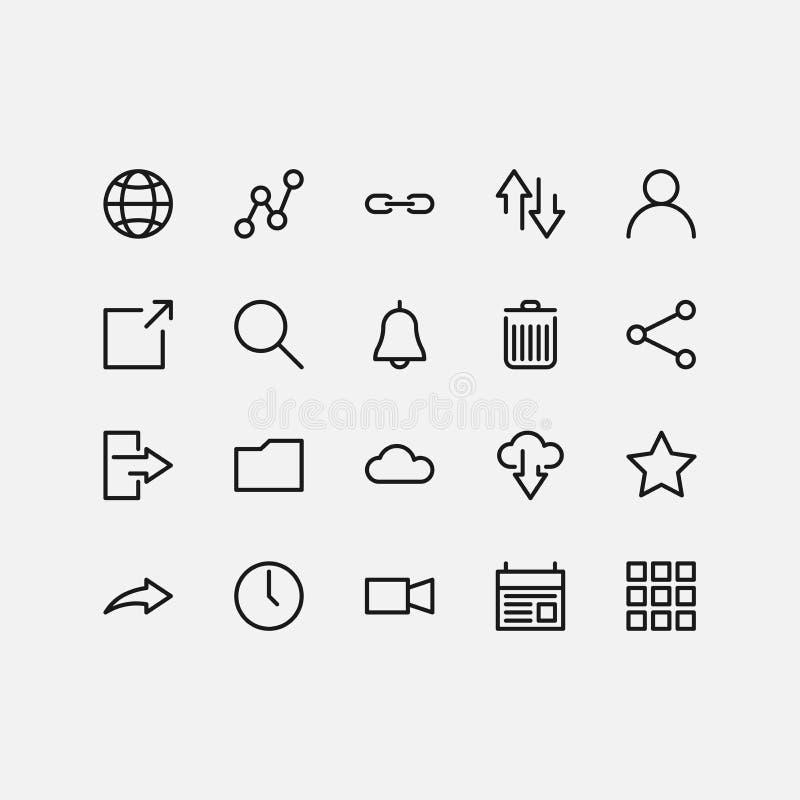 Vector Website Icons Set in Minimalistic Style Stock Vector ...