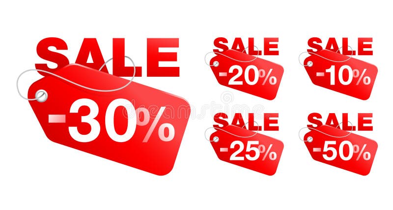 Sale Buttons Set in Realistic Rope Tag Form Stock Vector - Illustration ...