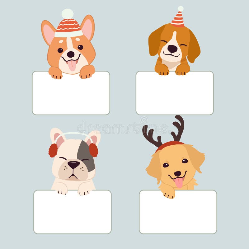 The Collection of Cute Dog with the White Label Stock Vector ...