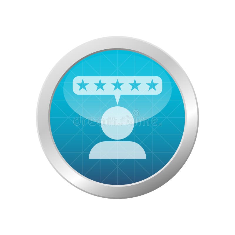 Five Star Reviews Icon. Satisfied Customer Sign. Light Blue Circle ...