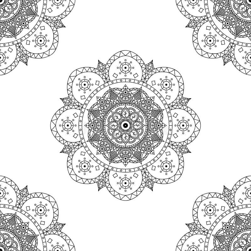 Mandala Pattern Black and White Stock Illustration - Illustration of ...