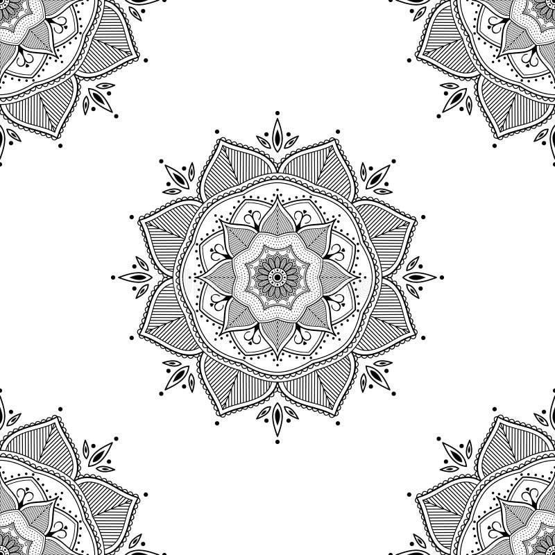 Mandala Pattern Black and White Stock Illustration - Illustration of ...