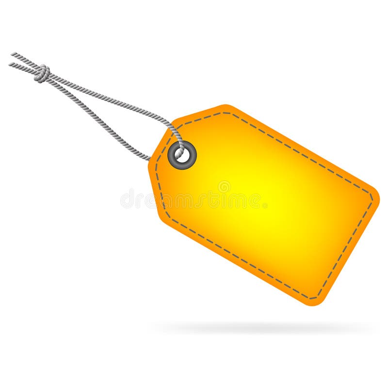 Blank Yellow Sale Tag Label with String, 3d Vector Illustration Stock ...