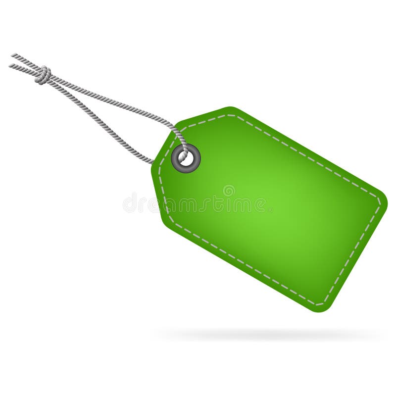 Blank Green Sale Tag Label with String, 3d Vector Illustration Stock ...