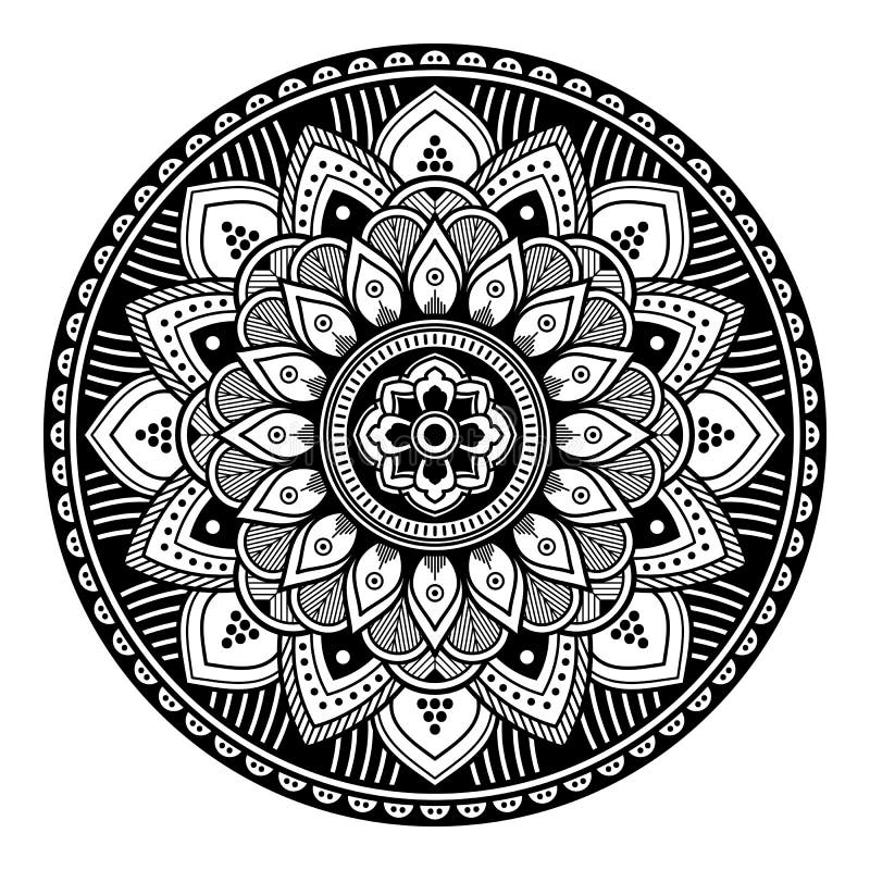 Flower-shaped mandala stock illustration. Illustration of lace - 204229602