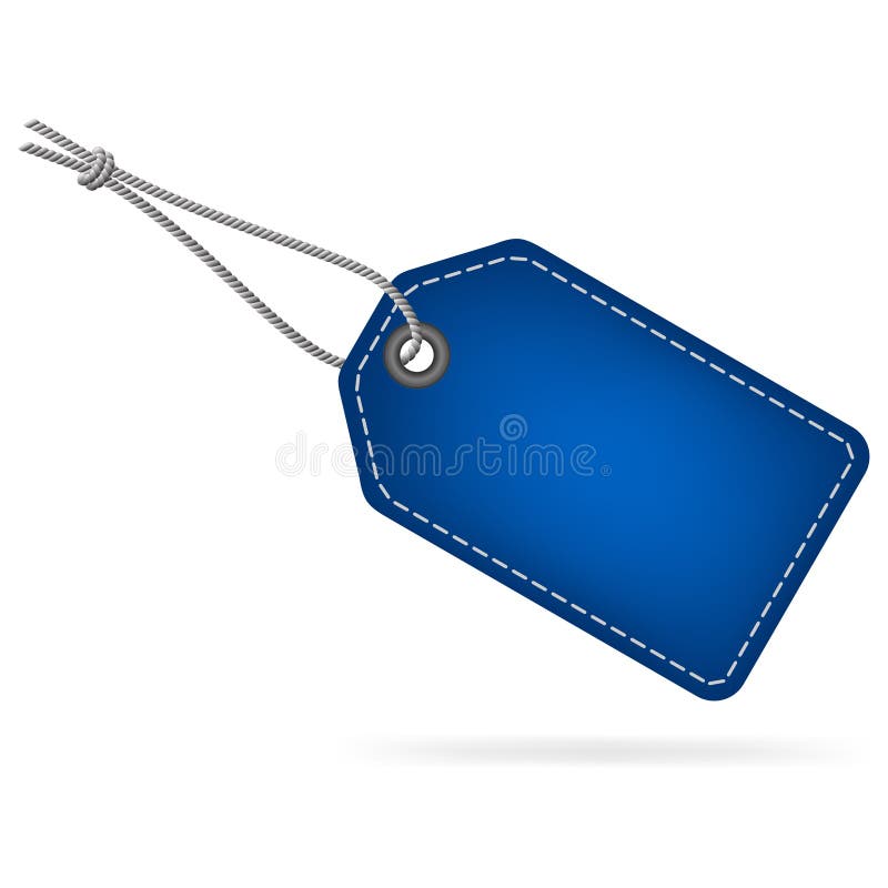 Blank Blue Sale Tag Label with String, 3d Vector Illustration Stock ...