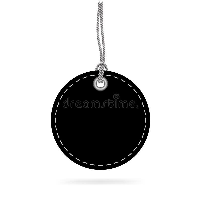 Round Blank Black Sale Tag Label with String, 3d Vector Illustration ...