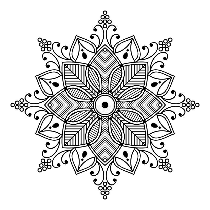 Mandala Pattern Black and White Stock Illustration - Illustration of ...