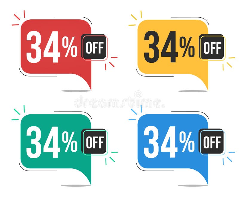 34 Percent Off. Colorful Tags. Stock Vector - Illustration of sale ...