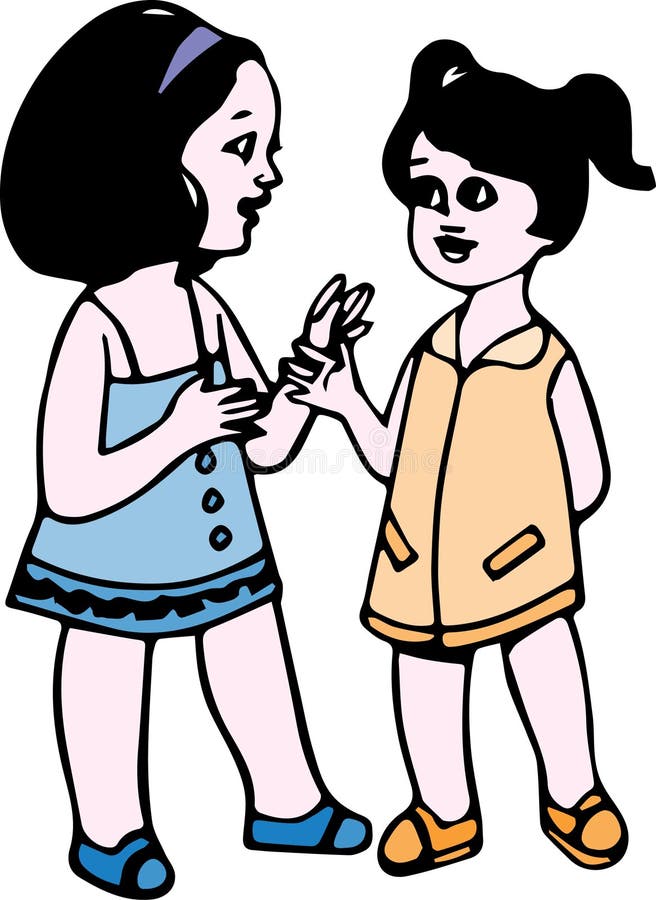 Two Cute Girls at a Discussion Stock Vector - Illustration of symbol ...