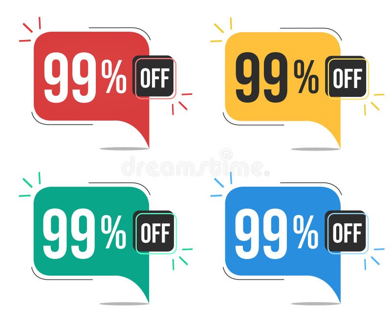 99 Percent Off. Colorful Tags. Stock Vector - Illustration of design ...