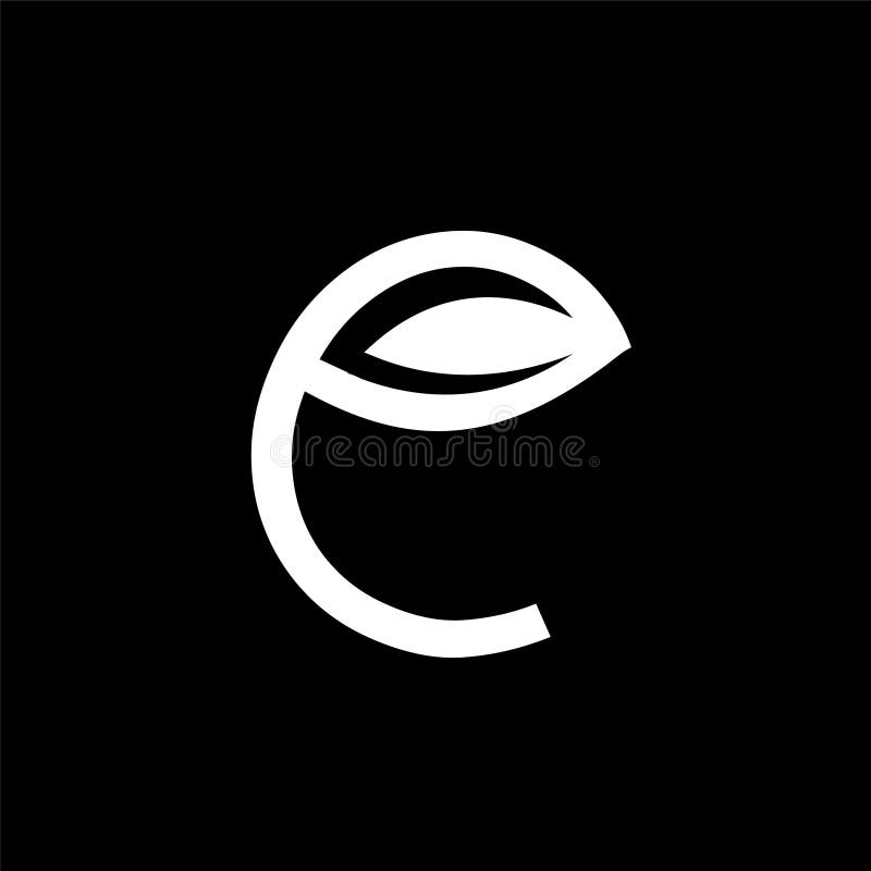 Letter E leaf black logo stock vector. Illustration of flat - 205044579