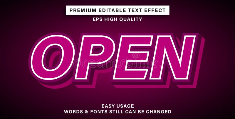 Open Editable Text Effect Style Stock Vector - Illustration of alphabet ...