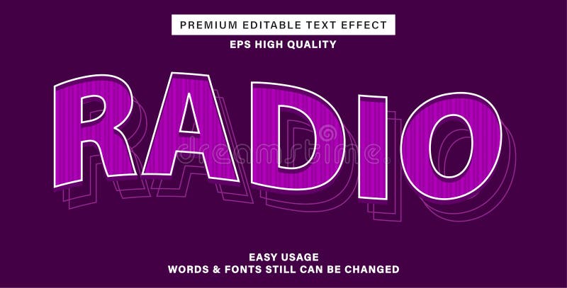 Radio Editable Text Effect Style Stock Vector - Illustration of shadow ...