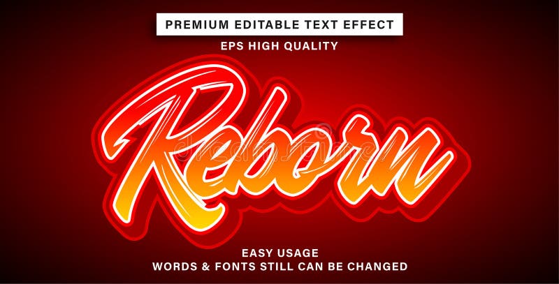 Reborn Editable Text Effect Style Stock Vector - Illustration of ...