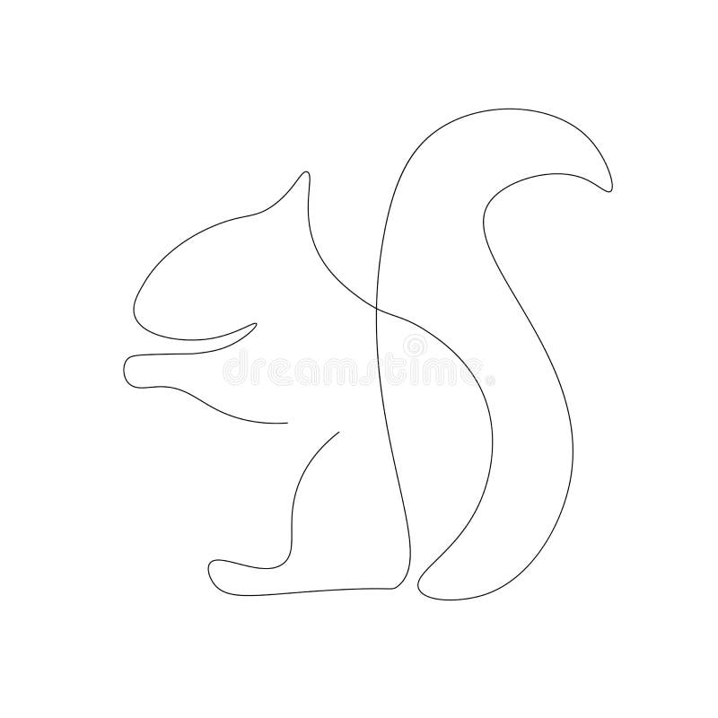 Squirrel Forest Animal Line Drawing Stock Illustration - Illustration ...