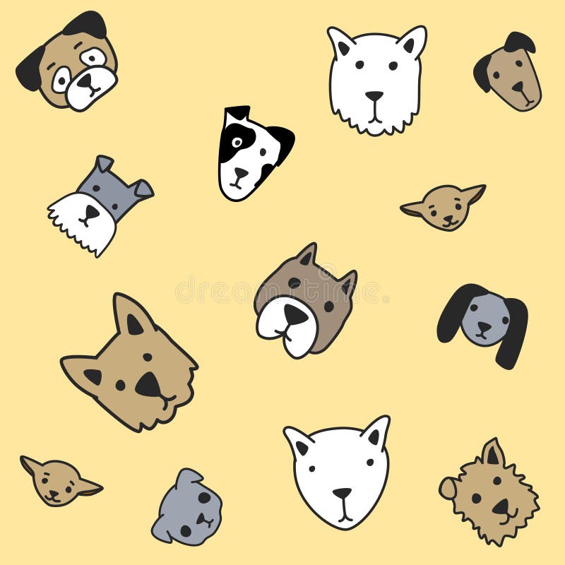 Cartoon Cute Dog Faces Pattern Texture. Stock Vector - Illustration of ...