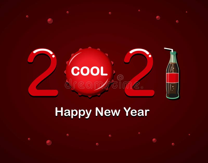 2021 Happy New Year with Soda Coke Bottle and Caps Theme Concept ...