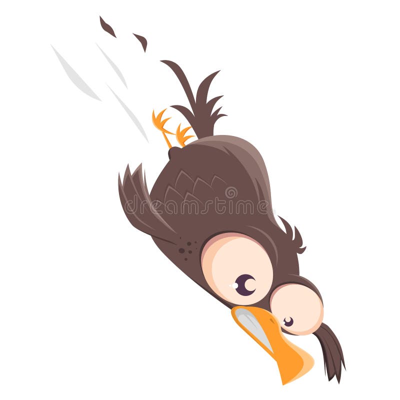 Funny Cartoon Bird Doing a Nosedive Stock Vector - Illustration of ...