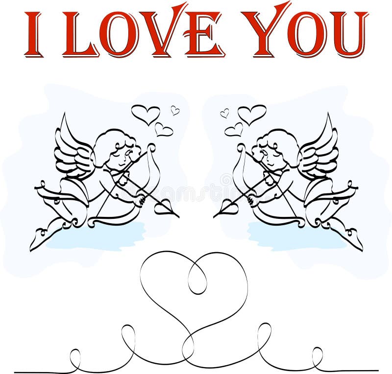 Two Licked Cupids. I Love You Stock Vector - Illustration of arrows ...