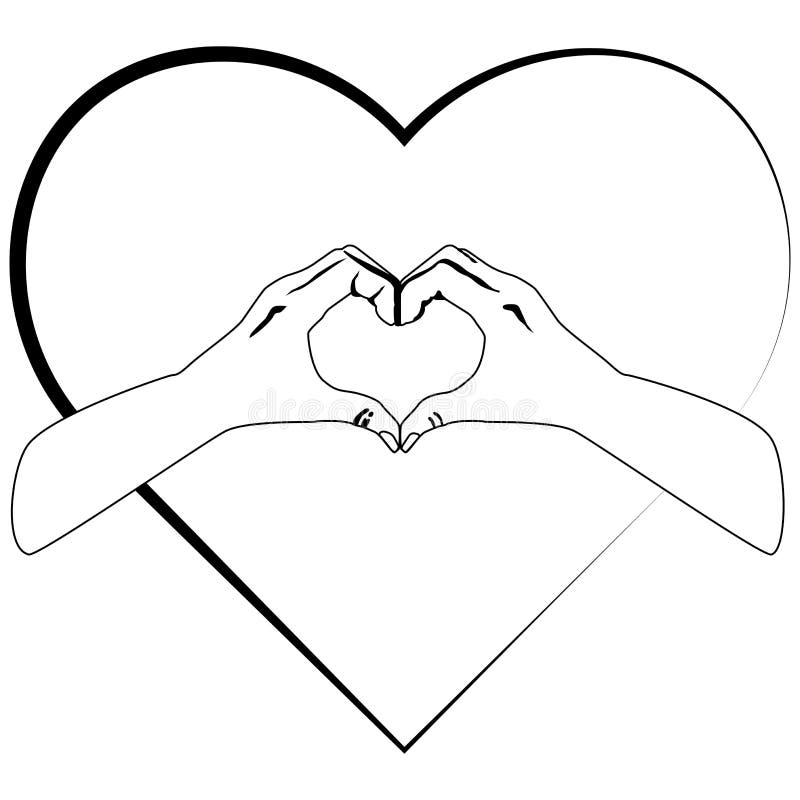 Heart with Hands and a Red Heart. Half a Heart Stock Vector ...